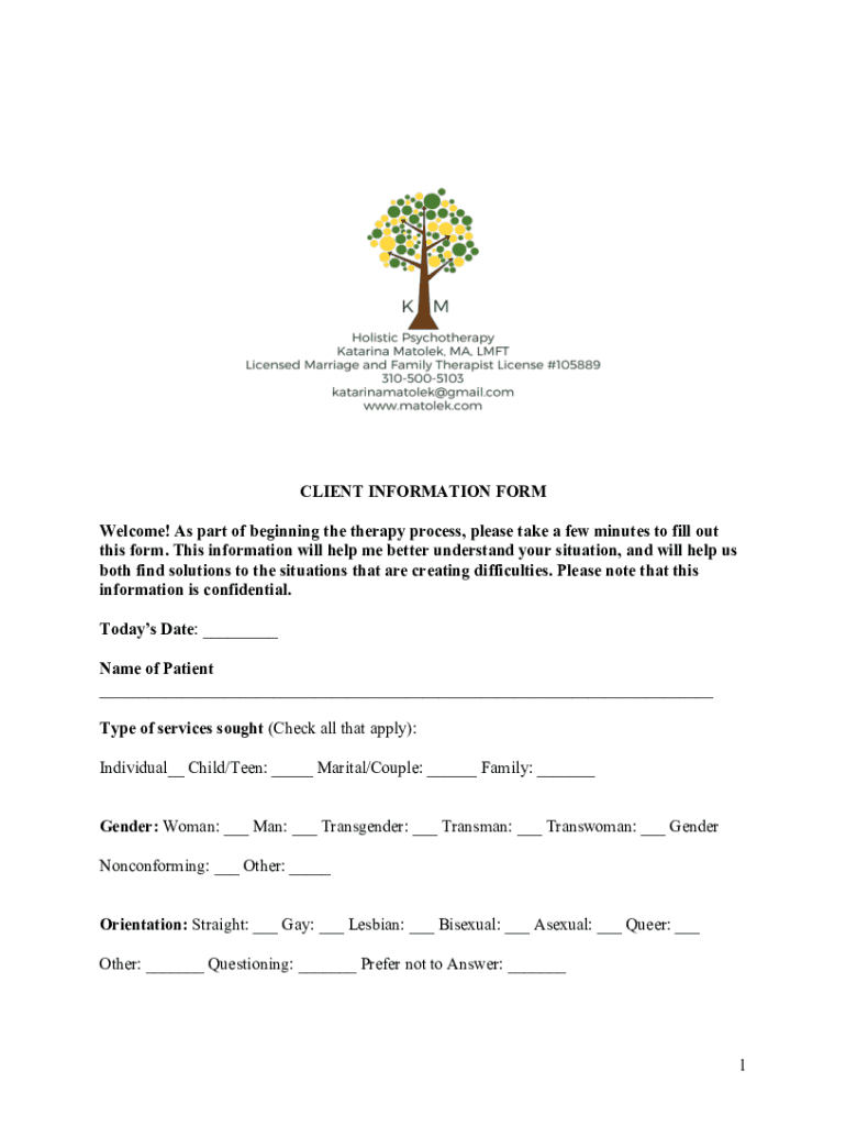 Fillable Online client information form Fax Email Print - pdfFiller