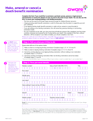 Fillable Online Binding death nomination form Fax Email Print - pdfFiller