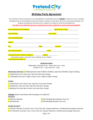 Fillable Online Free Birthday Party Contract Template - Get 2023 Sample ...
