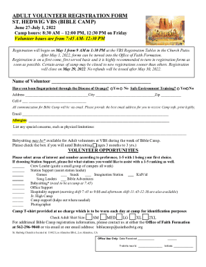 Fillable Online Volunteer Requirements/Parent Service Program Fax Email ...