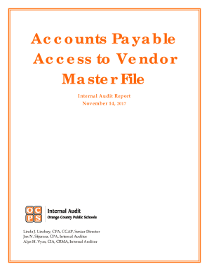Fillable Online Accounts Payable Access to Vendor Master File Fax Email ...