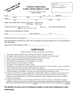 Fillable Online ROCK HAVEN BIBLE CAMP VOLUNTEER APPLICATION Fax Email ...