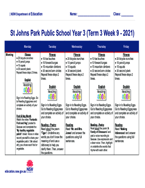 Fillable Online St Johns Park Public School Year 3 (Term 3 Week 9 ...