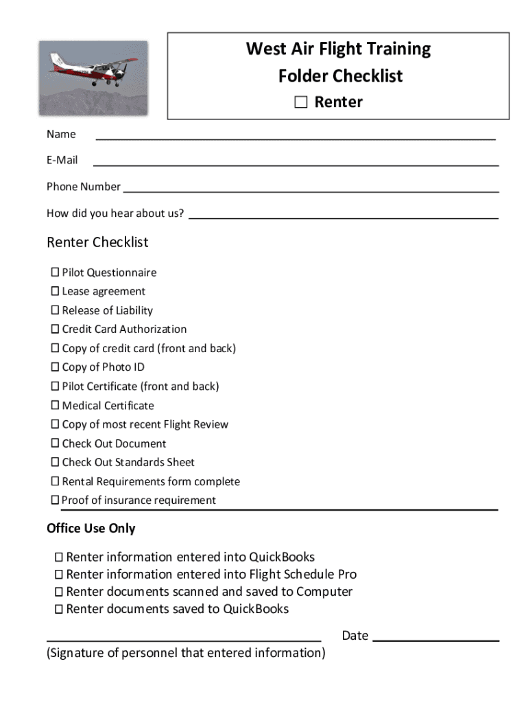 Fillable Online West Air Flight Training Folder Checklist Fax Email Print - pdfFiller