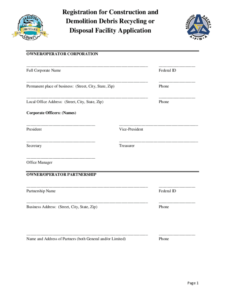 Fillable Online Okaloosa County. Registration for construction and ...