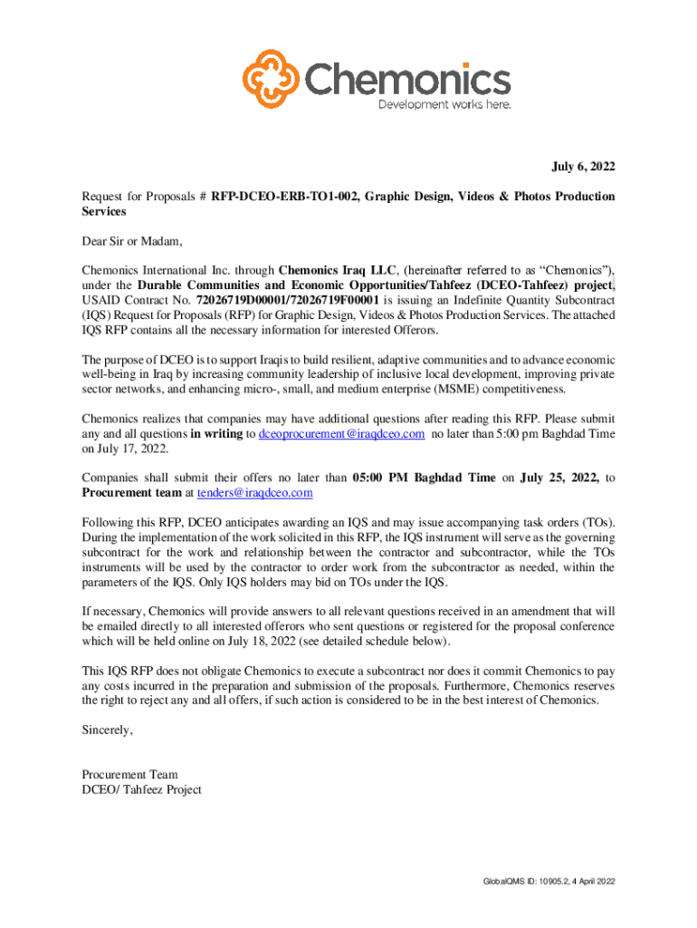 Fillable Online IQS RFP (FP STO) Template Fax Email Print - pdfFiller