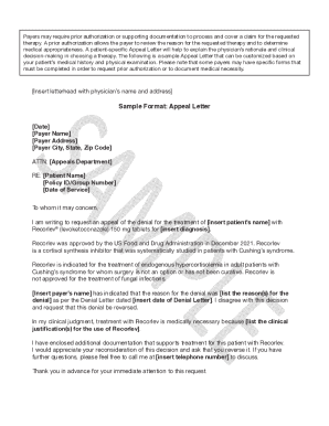 Fillable Online Sample Format: Appeal LetterFormulary Exception Fax ...