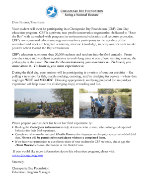 Fillable Online CBF/Snow Goose information and Health Form - Baltimore ...