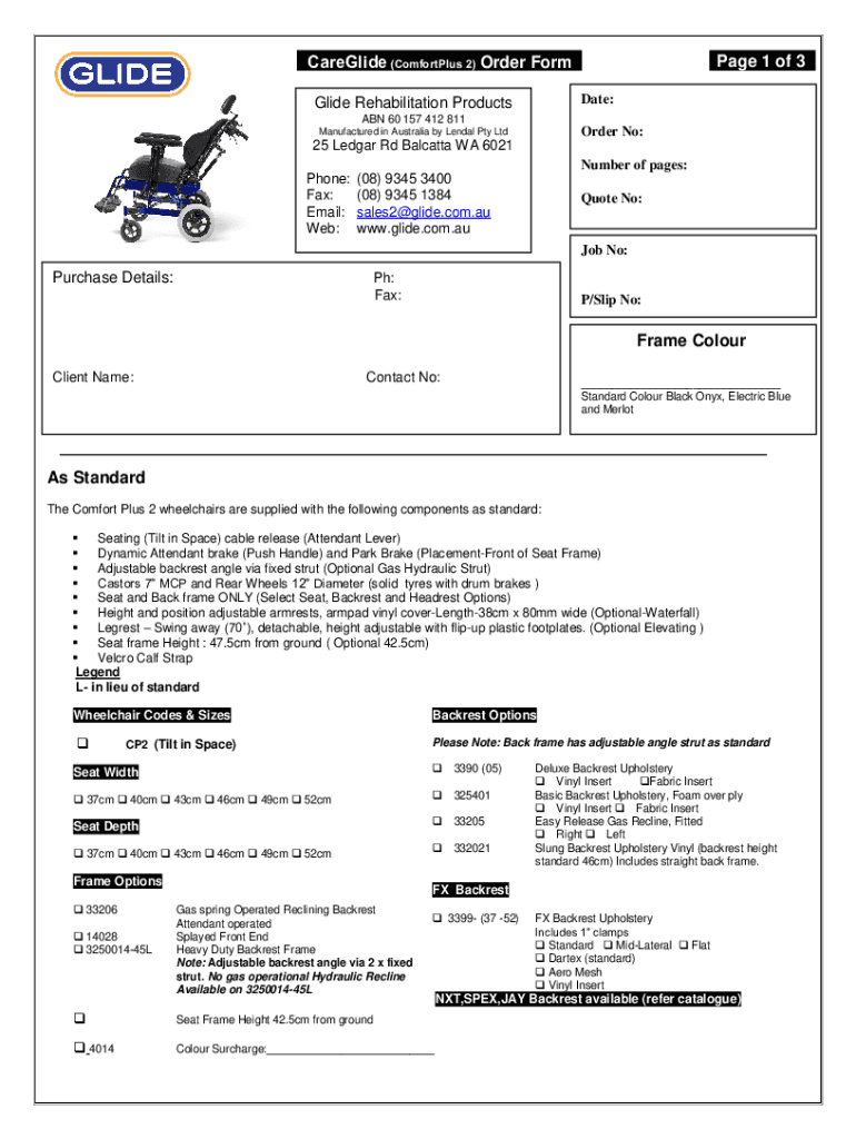 Fillable Online Glide: Australia's leading wheelchair manufacturer Fax ...