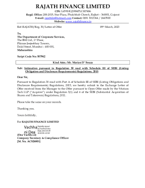 Fillable Online Intimation of Letter of Offer Fax Email Print - pdfFiller