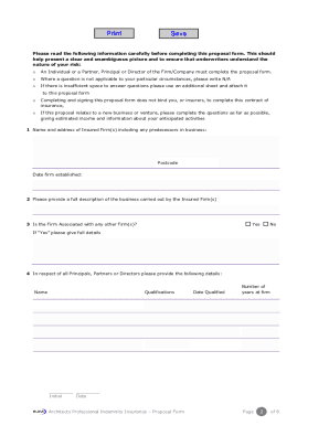 Fillable Online Architects - Proposal Form Fax Email Print - pdfFiller