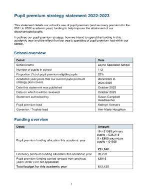 Fillable Online Pupil Premium strategy statement Fax Email Print ...