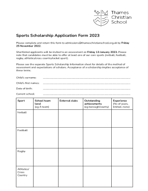 Fillable Online Sports scholarship application form For 10+ and 11+ ... Fax Email Print - pdfFiller
