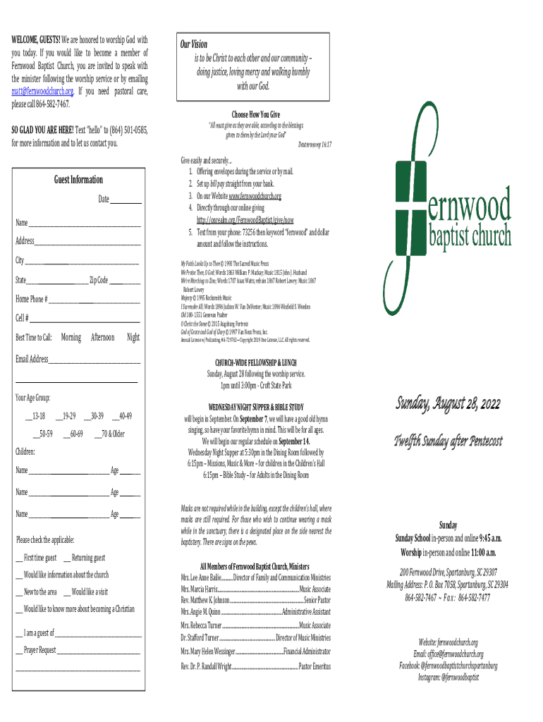 Fillable Online We are honored to worship God with Fax Email Print - pdfFiller