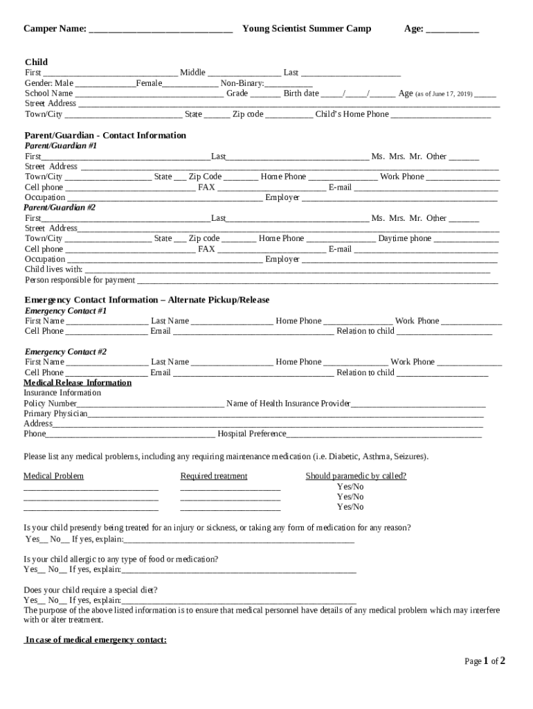 Initial History Children and Adolescents Doc Template | pdfFiller