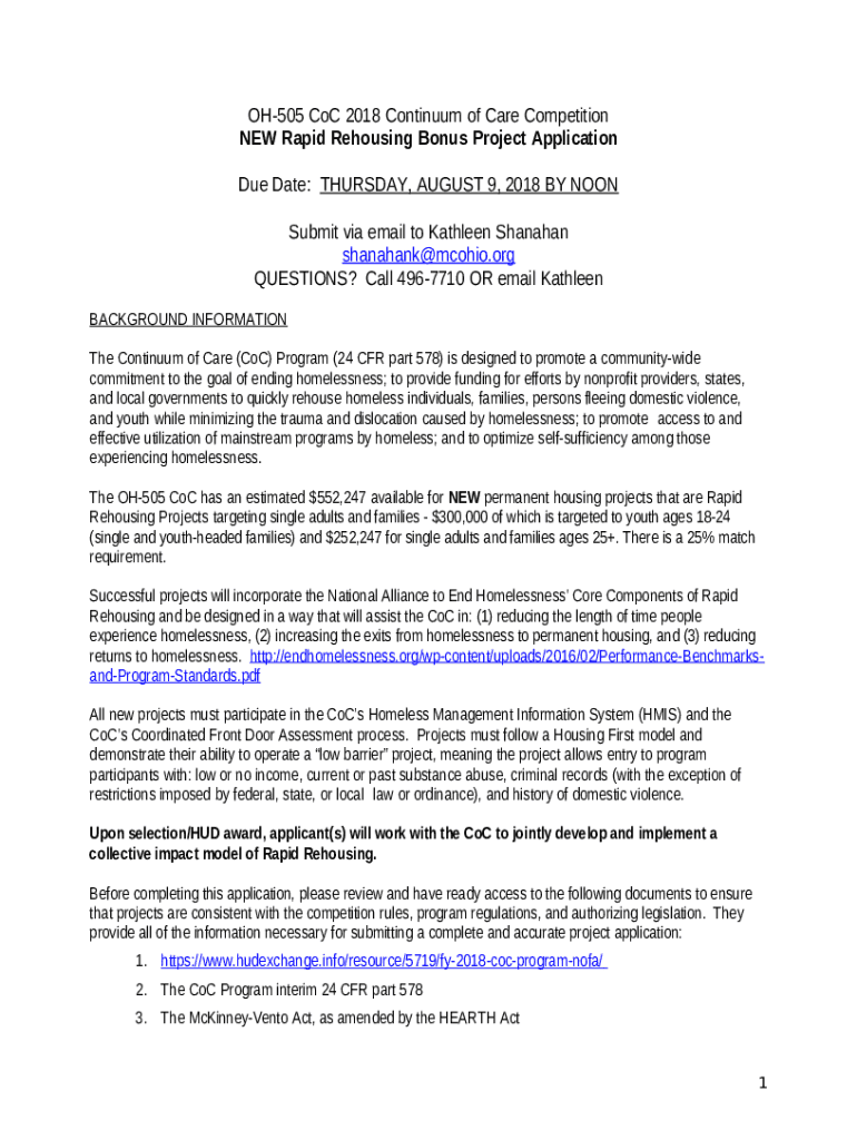 CONTINUUM OF CARE APPLICATION Doc Template | pdfFiller