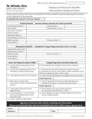 Fillable Online Release of Personal Health Information Request Form Fax ...