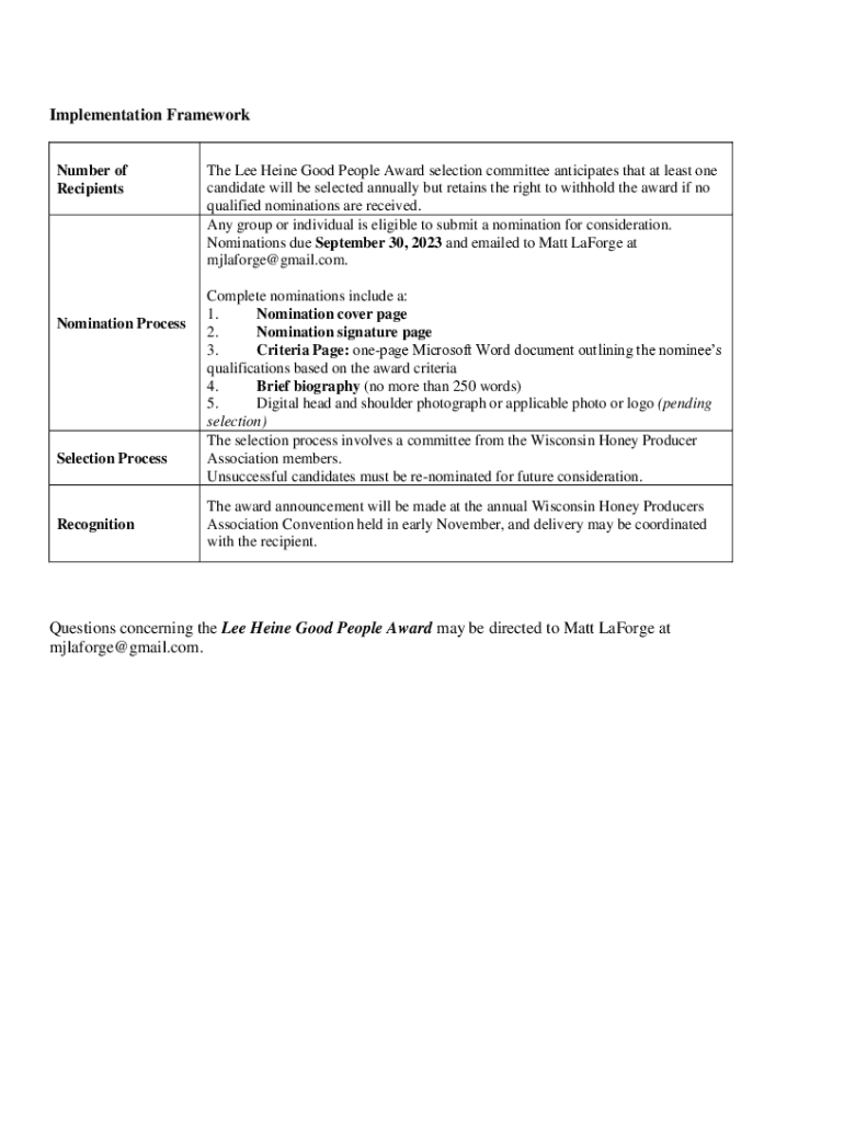 Fillable Online WHPA Announces The Lee Heine 'Good People' Award Fax ...