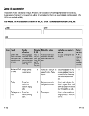 Fillable Online Generic risk assessment form (Word 159KB) Fax Email ...