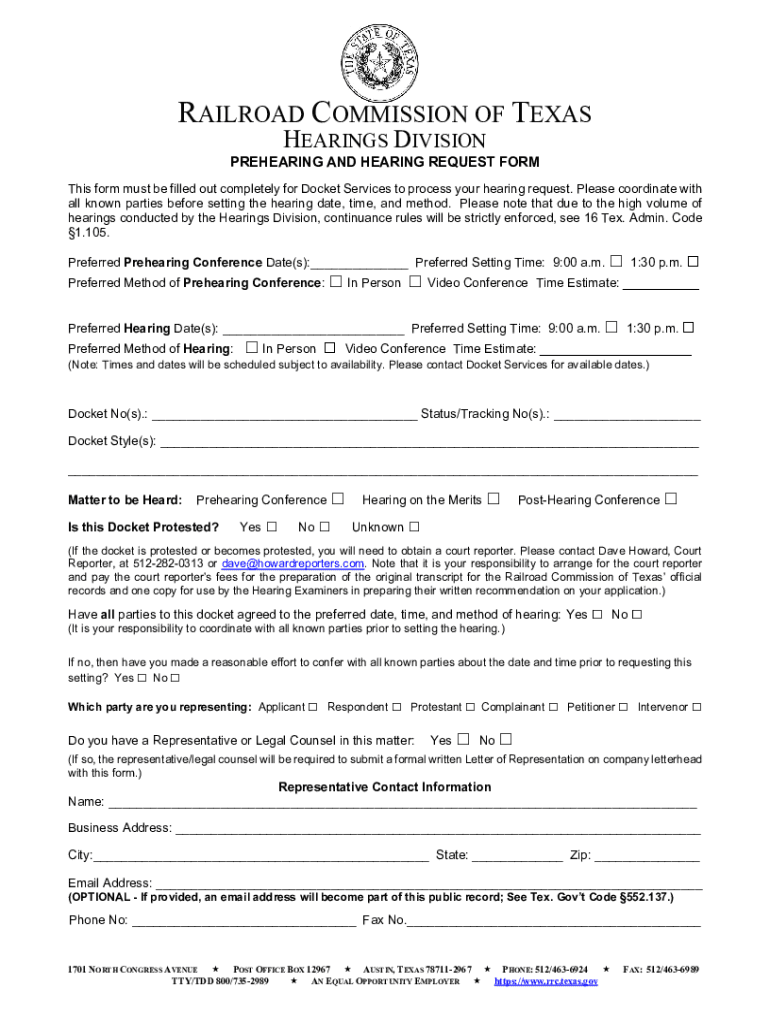 Fillable Online Prehearing and Hearing Request Form fillable. fillable ...