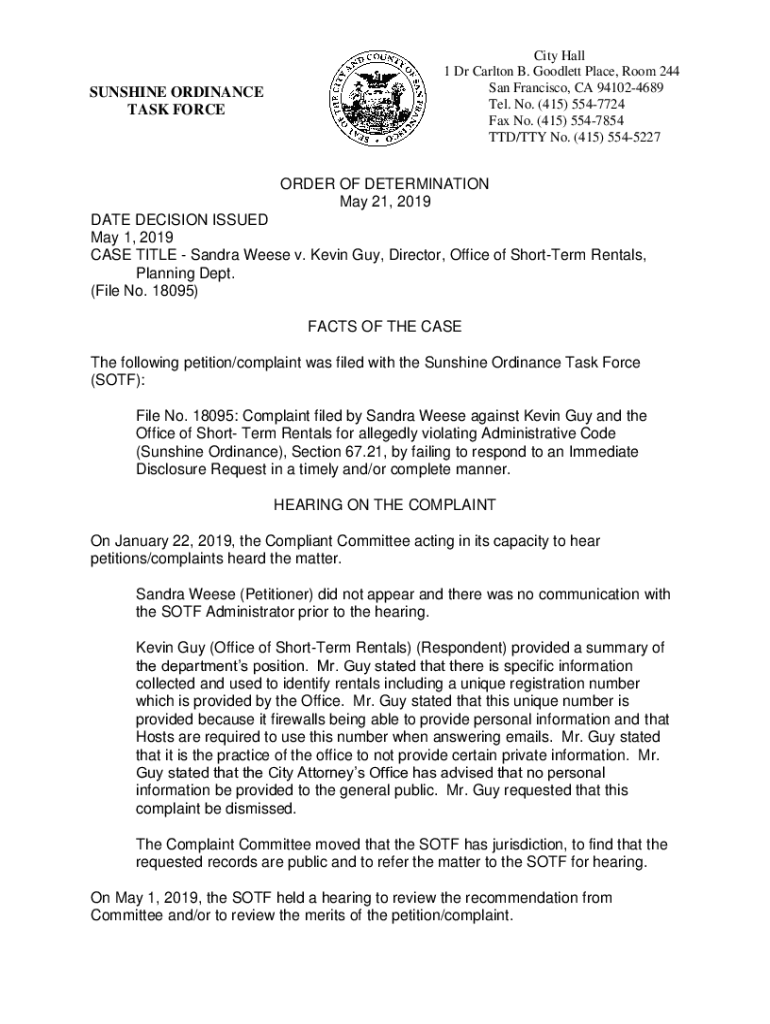 Fillable Online Frequently Asked Questions?Sunshine Ordinance Task ...