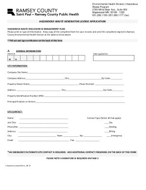 Fillable Online HAZARDOUS WASTE GENERATOR LICENSE ... Fax Email Print ...