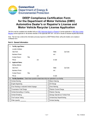 Fillable Online DEEP Compliance Certification Form. vehicle pit stops ...