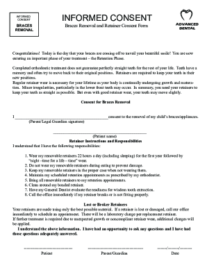 Fillable Online Advanced-dental-braces-removal-and-retainer-consent ...