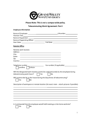 Fillable Online Alternate Work Agreement Form Fax Email Print - pdfFiller