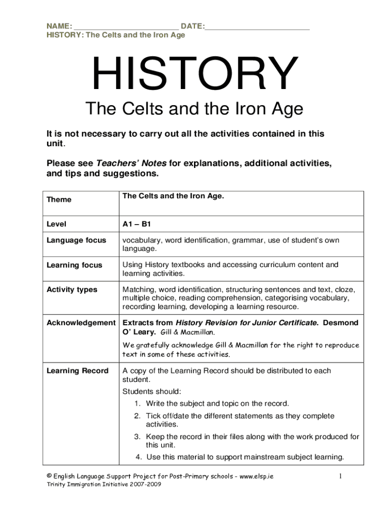 Fillable Online Iron Age Facts & Worksheets Fax Email Print - pdfFiller