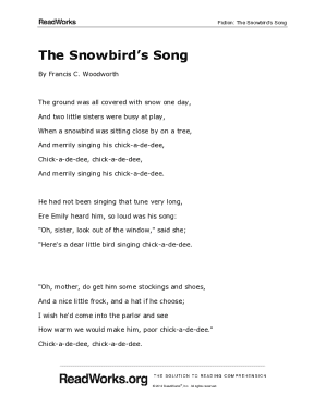 Fillable Online The Snow-bird's Song Poem by F. C. Woodworth Fax Email ...