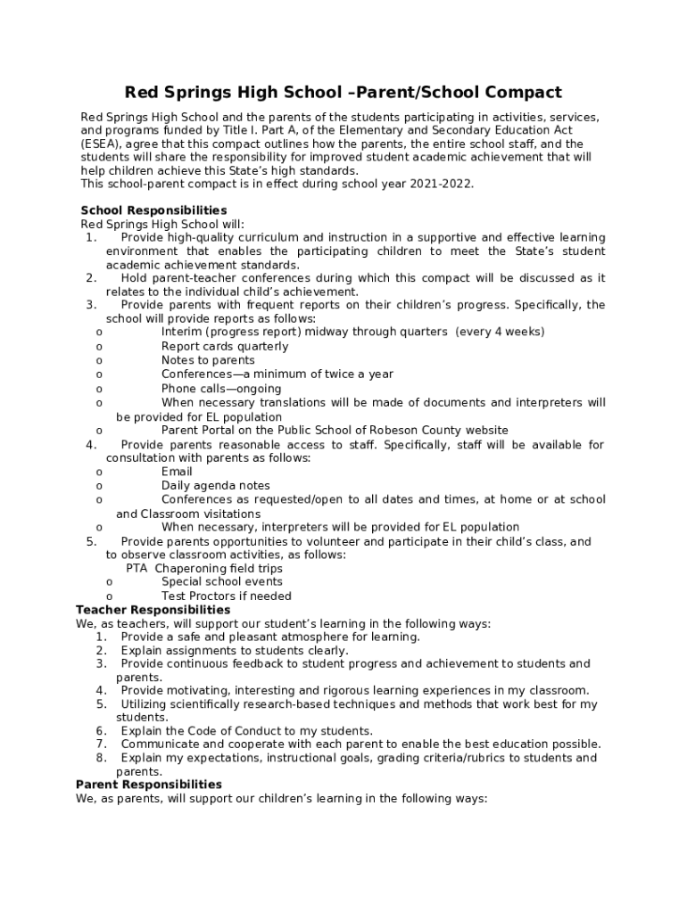 DocumentsRed Springs High School Doc Template | pdfFiller