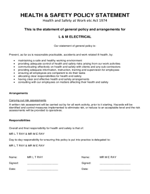 Fillable Online HEALTH & SAFETY POLICY STATEMENT Fax Email Print ...