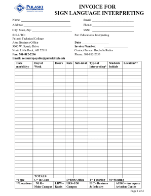 Fillable Online Sign Language Interpreter Invoice Sample Form. Invoice ...