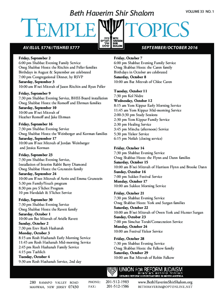 Fillable Online TEMPlE TOPICS - Mahwah Fax Email Print - pdfFiller