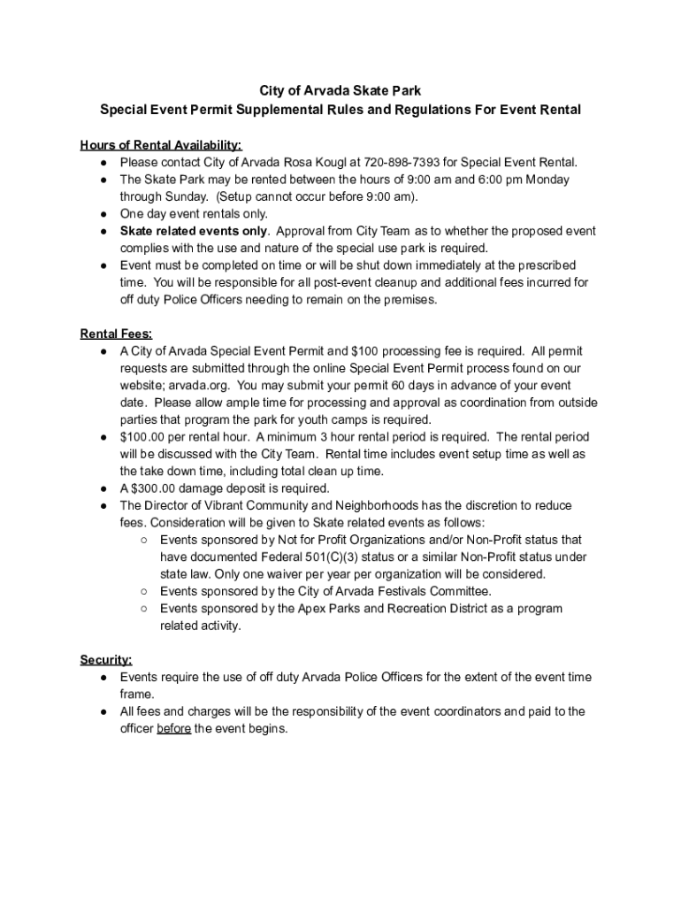 Fillable Online Athletic Field Rental Rules and Agreement Fax Email ...