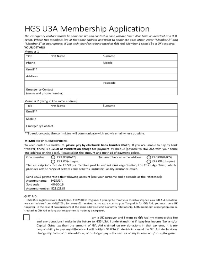 Fillable Online Join UsHGS U3A Fax Email Print - pdfFiller