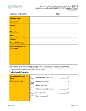Fillable Online Quality Assurance Project Plan (QAPP) Submission Form ...