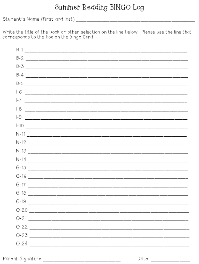 Fillable Online Summer Reading Bingo Challenge for teens and adults Fax ...