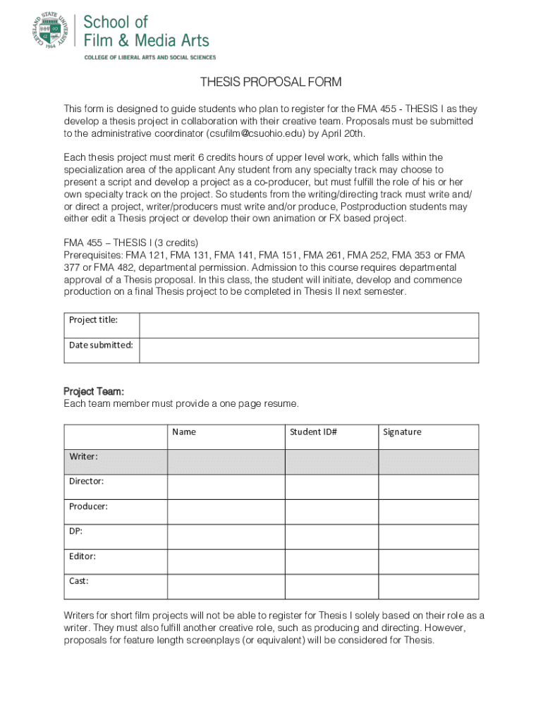 Fillable Online thesis proposal form 3 Fax Email Print - pdfFiller