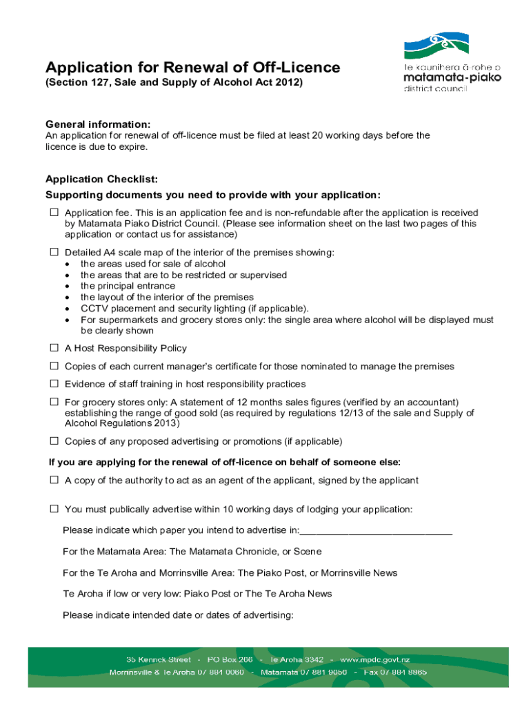 Fillable Online Application pack for renewal and or variation of on-licence Fax Email Print ...