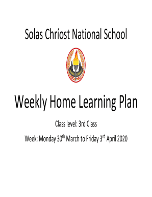 Fillable Online Solas Chrost National School Weekly Home Learning Plan ...