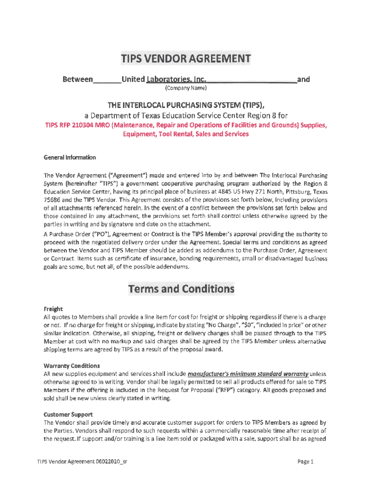 Fillable Online TIPS Awarded Contract Fax Email Print - pdfFiller