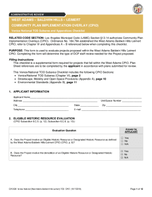 Fillable Online COMMUNITY PLAN IMPLEMENTATION OVERLAY (CPIO) Fax Email Print - pdfFiller