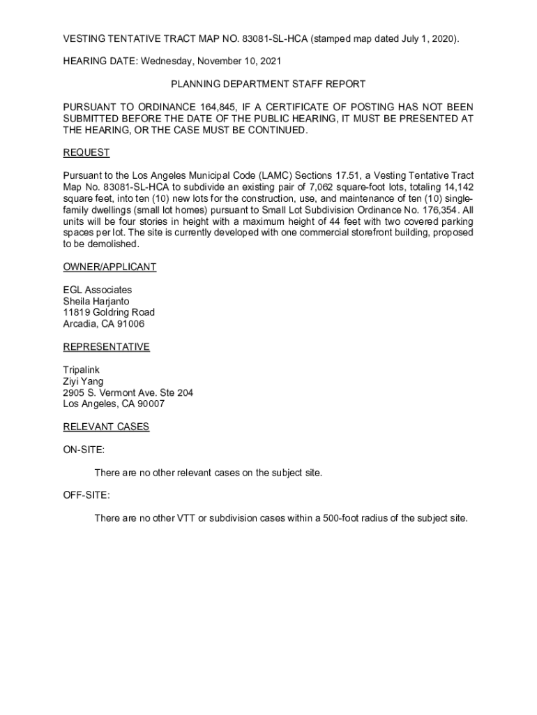 Fillable Online Tentative Tract Map No. 52419 / Conditional Use Permit ...