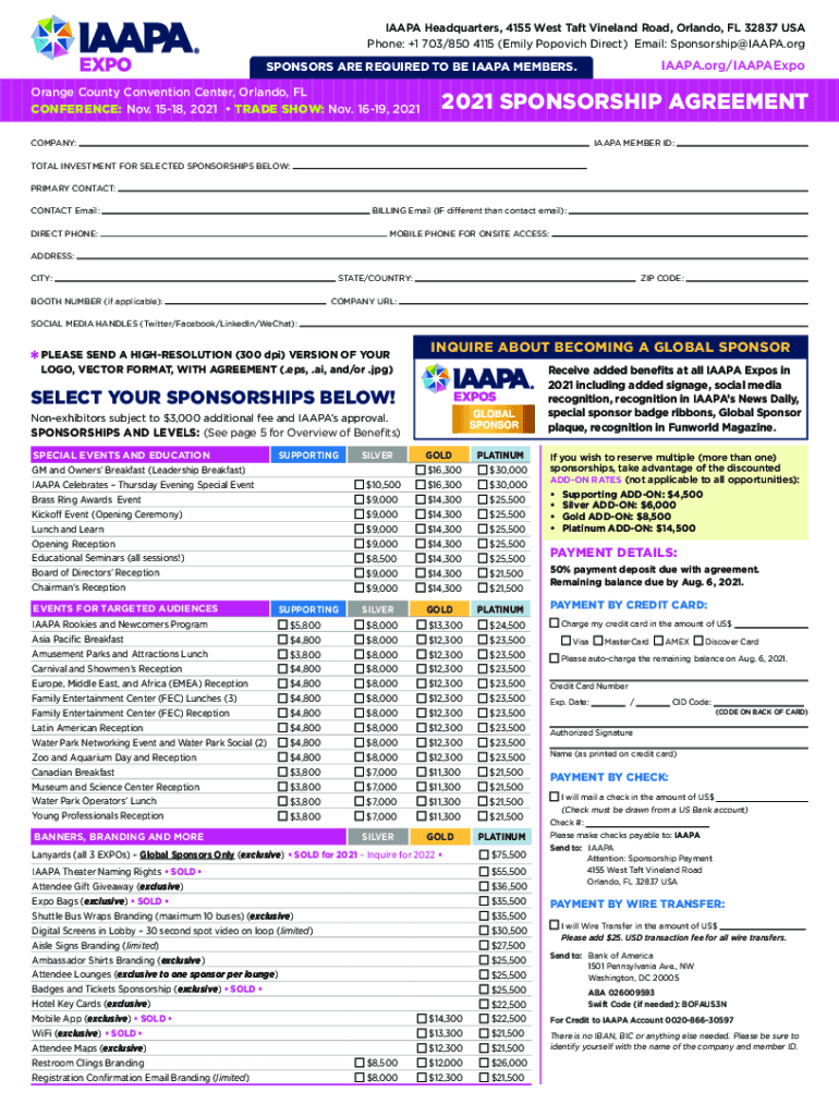 Fillable Online The global attractions industry's premier event IAAPA ...