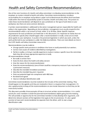 Fillable Online How to establish a safety committee in the workplace ...