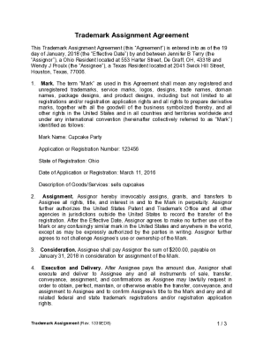 Fillable Online Trademark Assignment Agreement Fax Email Print - pdfFiller