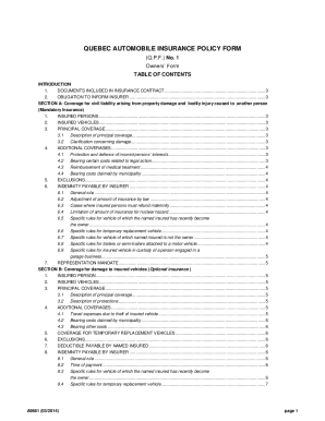Fillable Online quebec automobile insurance policy (owner's form) qpf ...