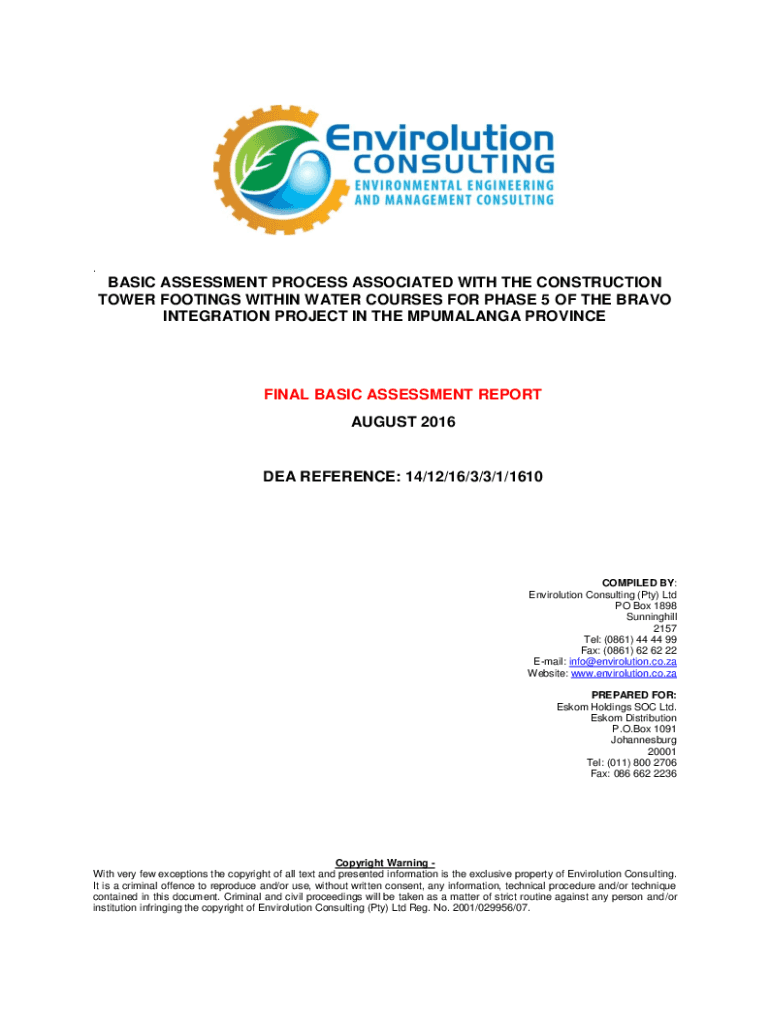 Fillable Online final basic assessment report for the proposed ... Fax Email Print - pdfFiller
